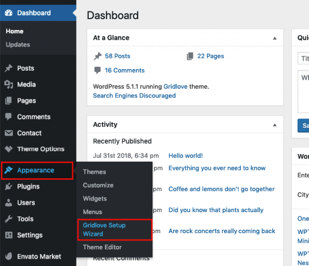 Demo Content Import Setup Wizard Gridlove Wordpress Theme Documentation Meks