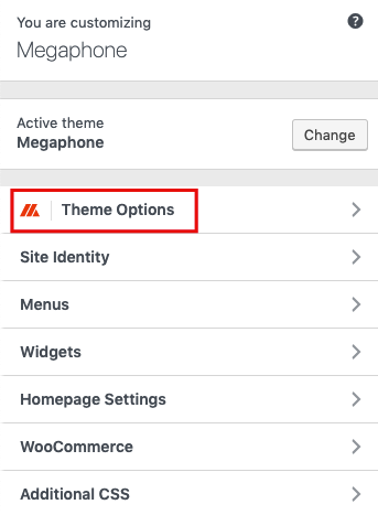 Theme options customizer overview - Megaphone WordPress Theme ...